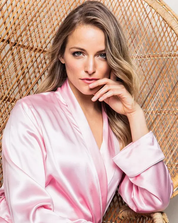 PETITE PLUME Silk Long Robe - Pink