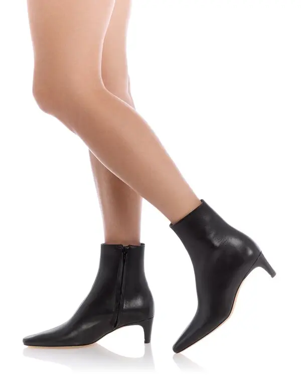 Staud Wally Leather Ankle Booties - Black Leather