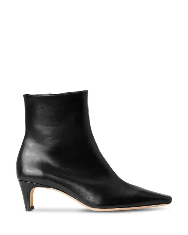 Staud Wally Leather Ankle Booties - Black Leather