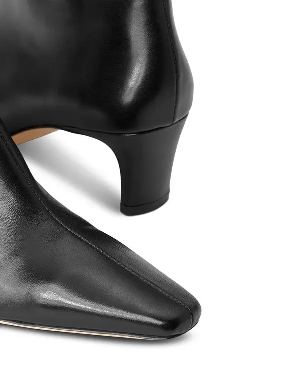 Staud Wally Leather Ankle Booties - Black Leather