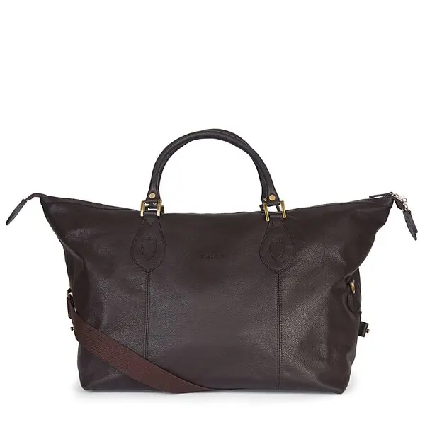 Barbour Leather Medium Travel Explorer Duffle - Chocolate Brown