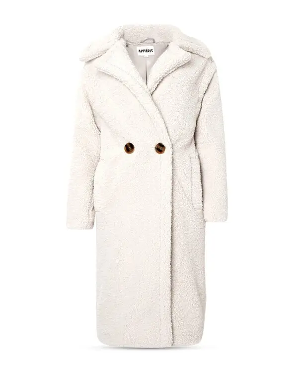 Apparis Daryna Double Breasted Coat In Ivory 75% Off