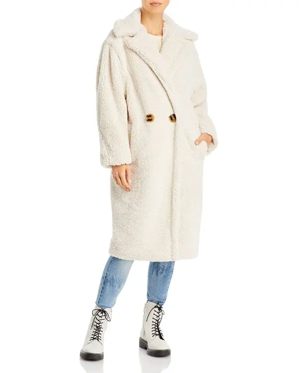 Apparis Daryna Double Breasted Coat In Ivory 75% Off
