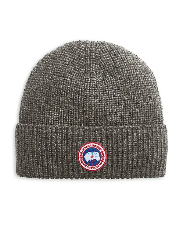 Canada Goose Arctic Disc Merino Wool Ribbed Toque - Heather Gray