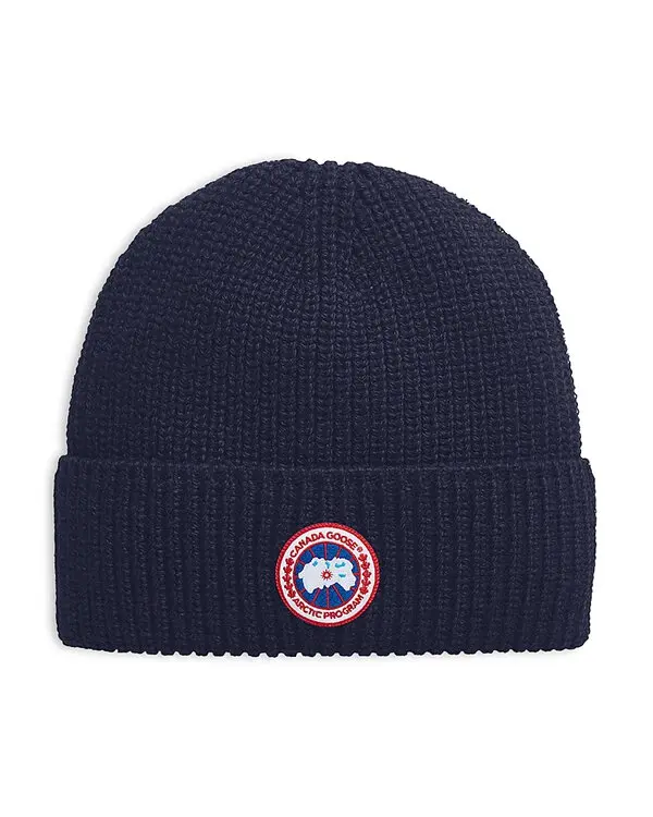 Canada Goose Arctic Disc Merino Wool Ribbed Toque - Navy Heather