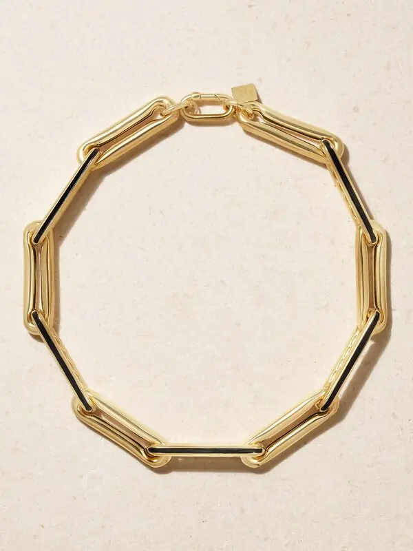 Lauren Rubinski Extra Large 14-karat And Enamel Link Necklace