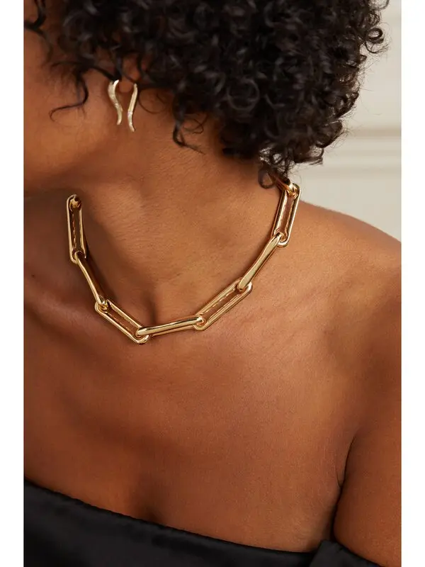 Lauren Rubinski Extra Large 14-karat And Enamel Link Necklace