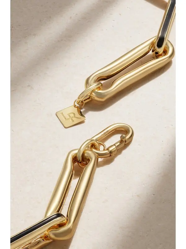 Lauren Rubinski Extra Large 14-karat And Enamel Link Necklace