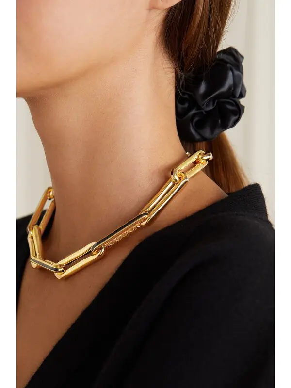 Lauren Rubinski Extra Large 14-karat And Enamel Link Necklace