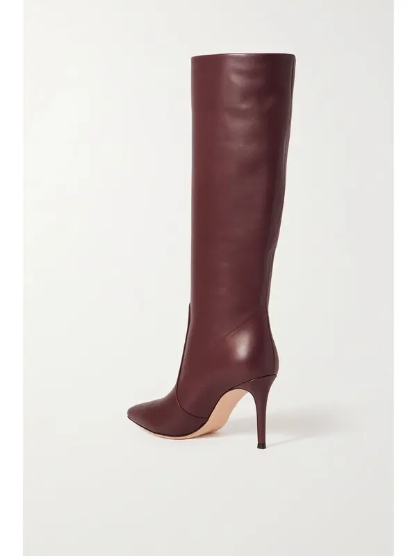 GIANVITO ROSSI Hansen 85 Leather Knee Boots - Burgundy