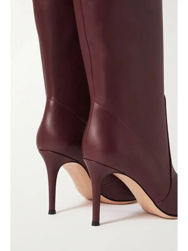GIANVITO ROSSI Hansen 85 Leather Knee Boots - Burgundy