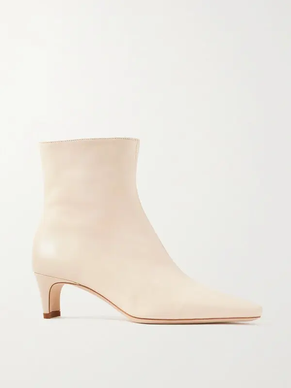 Staud Wally Leather Ankle Boots - Neutrals