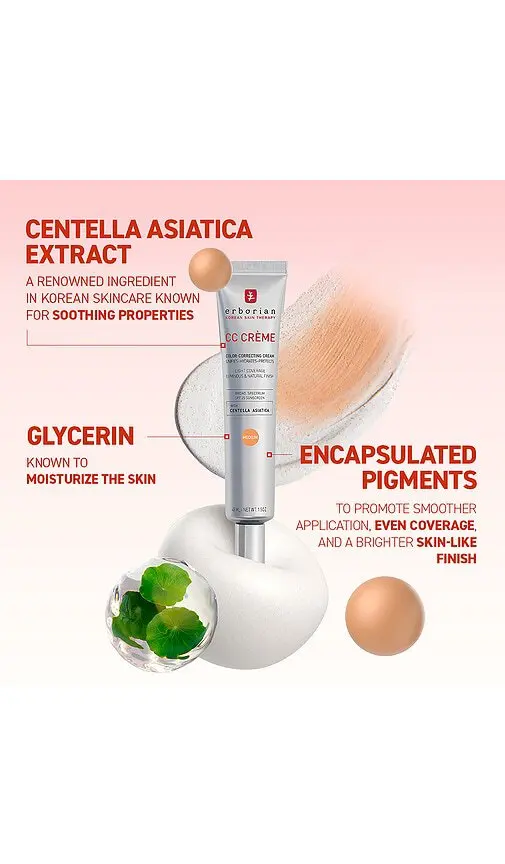 ERBORIAN Travel Cc Cream Color-corrector With Korean 2% Centella Asiatica & Hyaluronic Acid - Fair