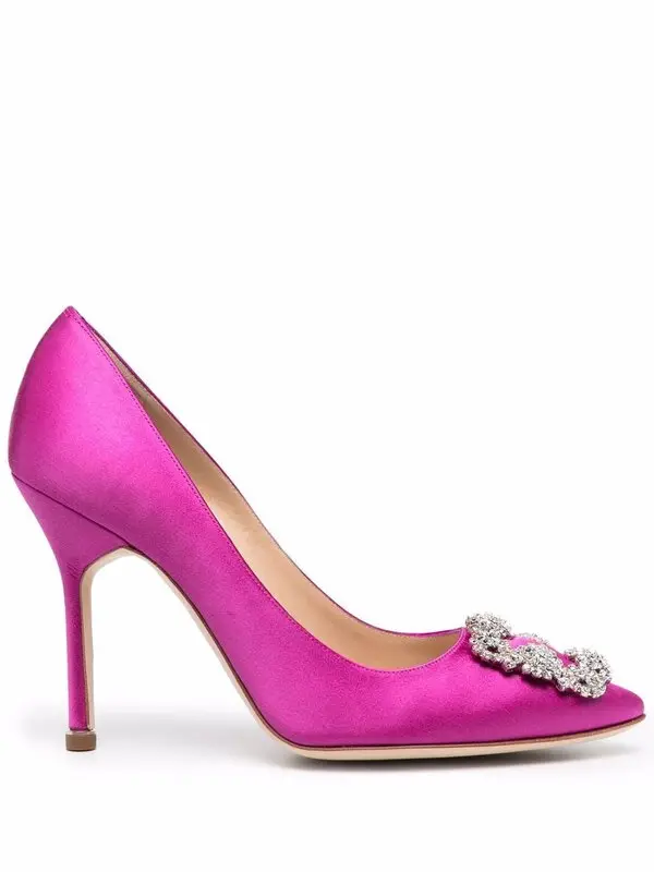 Manolo Blahnik Hangisi Satin Pumps - Purple