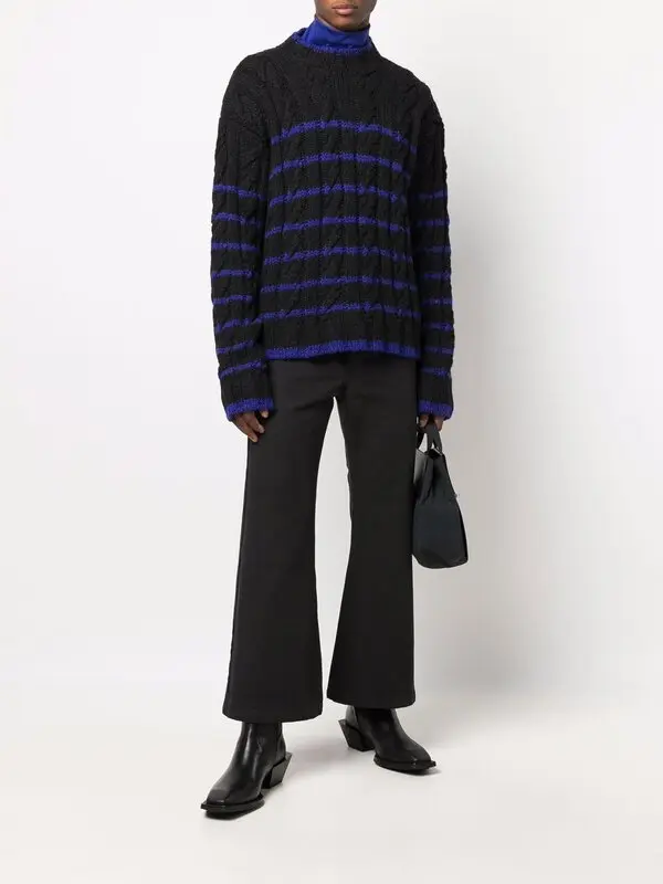 PHIPPS Striped Cable Knit Jumper