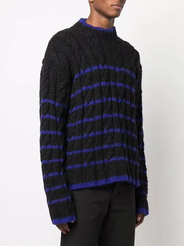 PHIPPS Striped Cable Knit Jumper