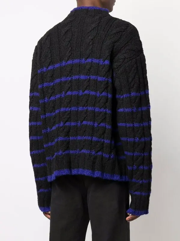 PHIPPS Striped Cable Knit Jumper