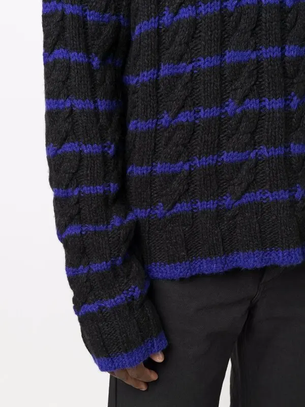 PHIPPS Striped Cable Knit Jumper
