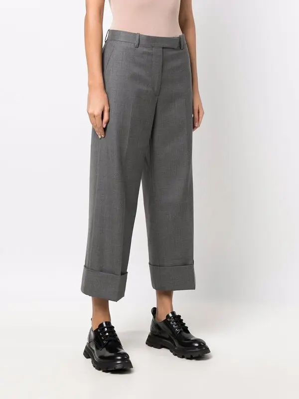 Thom Browne Cuffed-hem Cropped Trousers - Grey