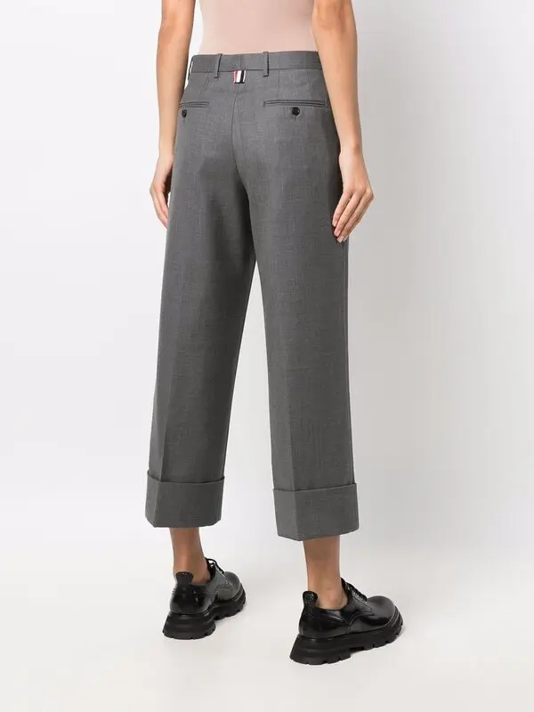 Thom Browne Cuffed-hem Cropped Trousers - Grey