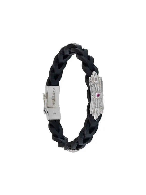 NIALAYA JEWELRY Braided Leather Bracelet - Black
