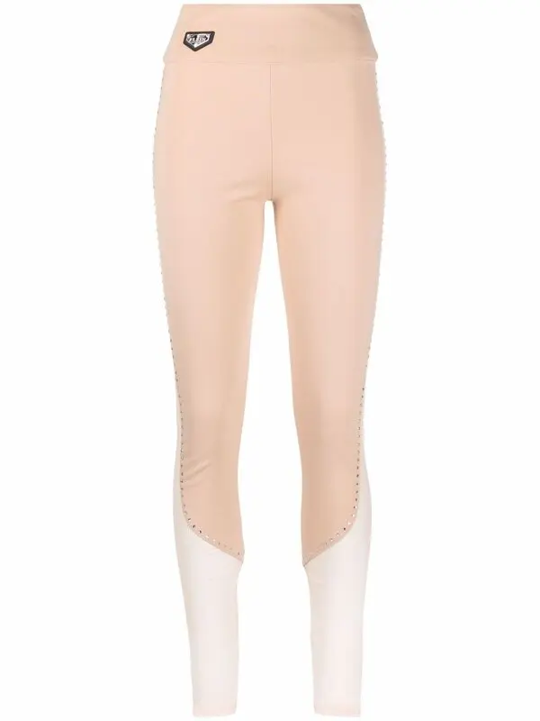 Philipp Plein Stud-detail Sheer-paneling Leggings