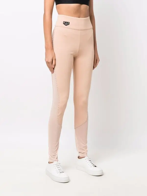 Philipp Plein Stud-detail Sheer-paneling Leggings