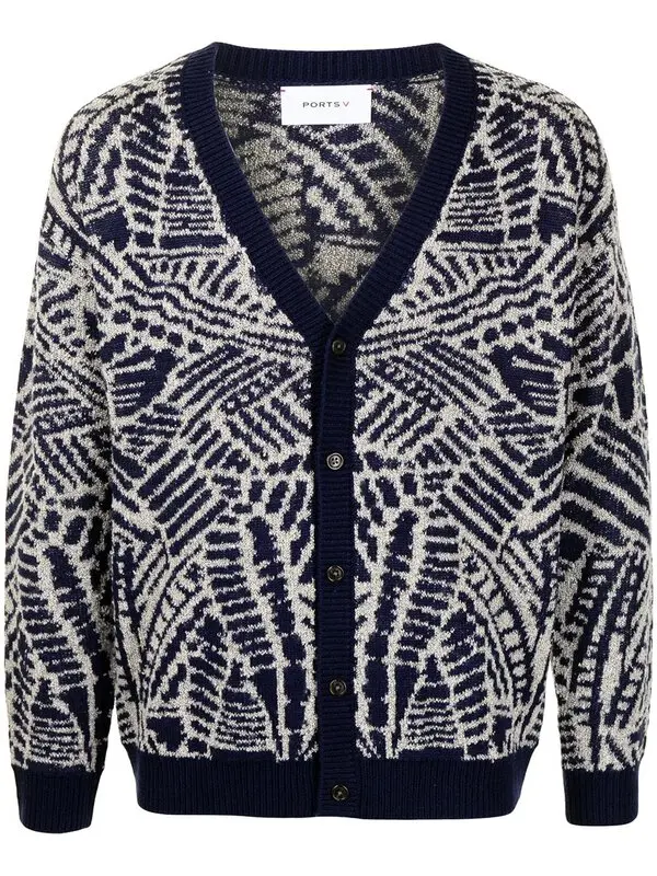 PORTS V Abstract-pattern Cardigan