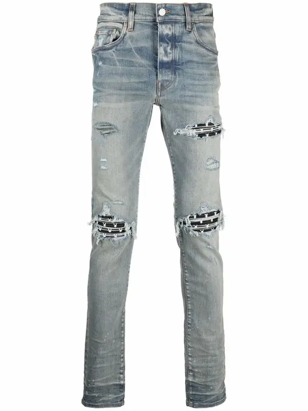 Amiri X Playboy Ripped-Effect Skinny Jeans In Blue - 55% Off