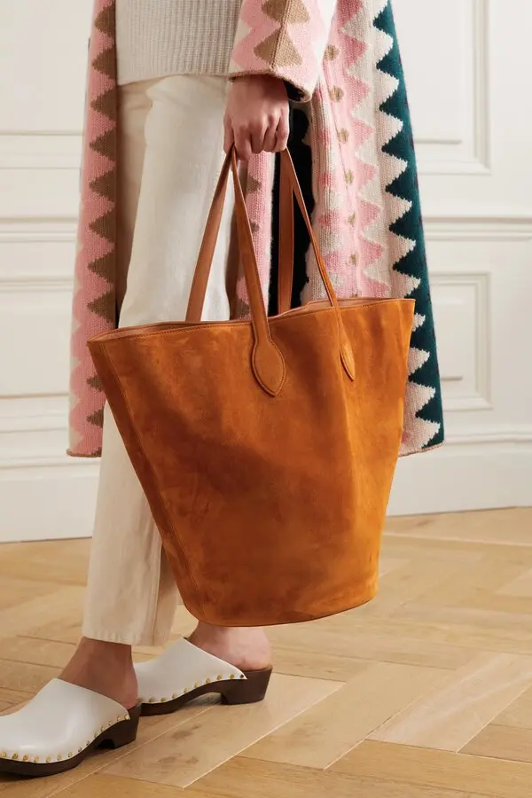 Khaite Osa Medium Suede Tote - Brown | Editorialist