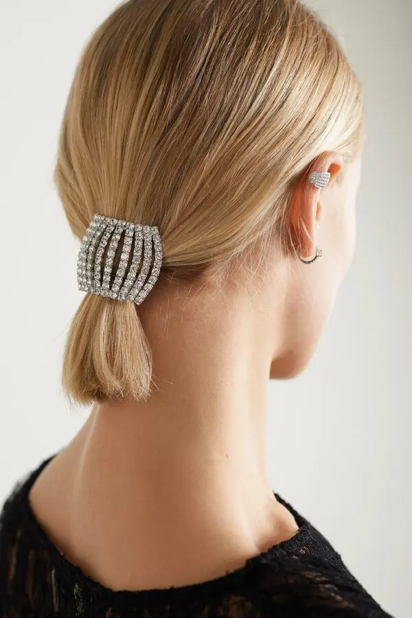Jennifer Behr Silver Crystal Stretch Hair Tie Necklace Mona Ponywrap -- Silver – Jennifer Behr LLC main image 4