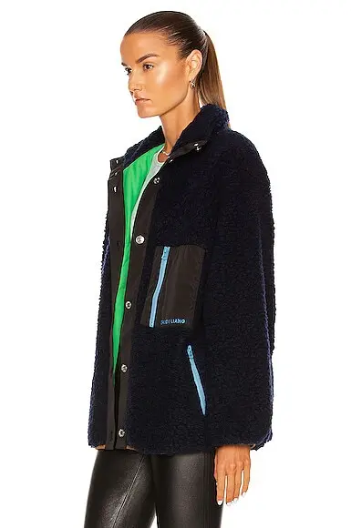 Sandy Liang Tooth Fleece Jacket In Navy