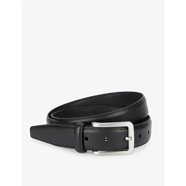 DENTS Logo-engraved Leather Belt - Black