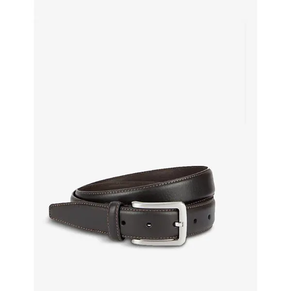 DENTS Logo-engraved Leather Belt - Brown