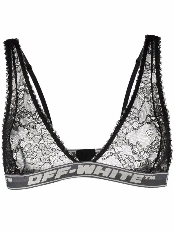 Off-White Logo-tape Detail Lace Bra