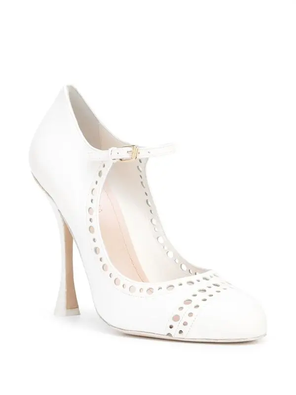 Giambattista Valli Perforated Leather Pumps - White