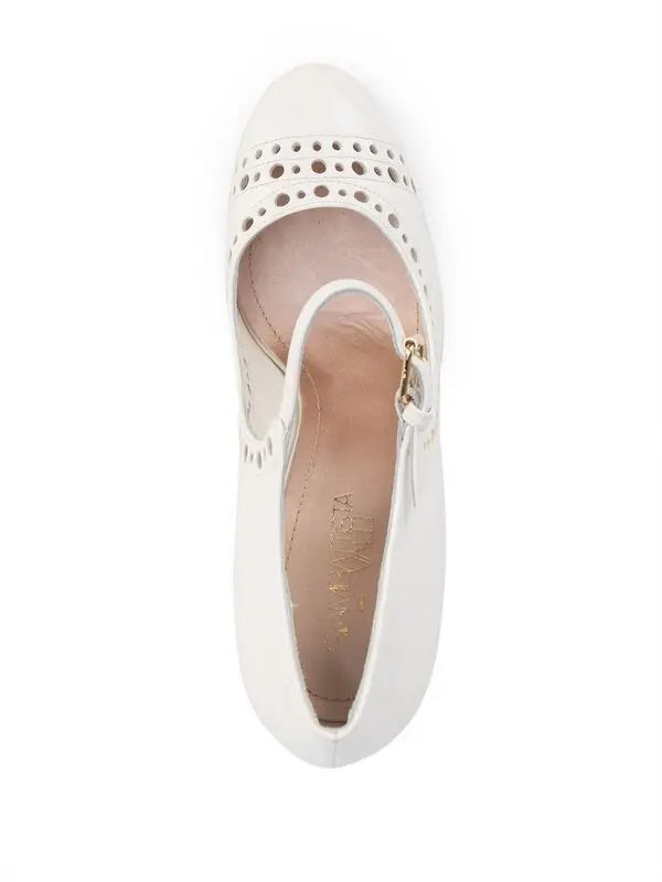 Giambattista Valli Perforated Leather Pumps - White