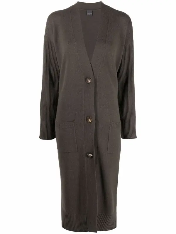 Lorena Antoniazzi Ribbed-sleeve Cashmere Cardigan-coat - Green