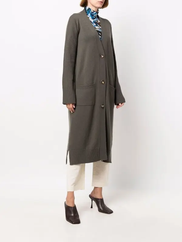 Lorena Antoniazzi Ribbed-sleeve Cashmere Cardigan-coat - Green