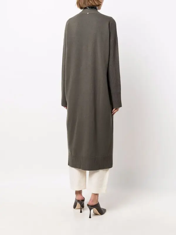 Lorena Antoniazzi Ribbed-sleeve Cashmere Cardigan-coat - Green