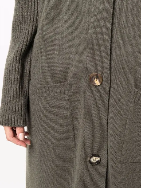 Lorena Antoniazzi Ribbed-sleeve Cashmere Cardigan-coat - Green