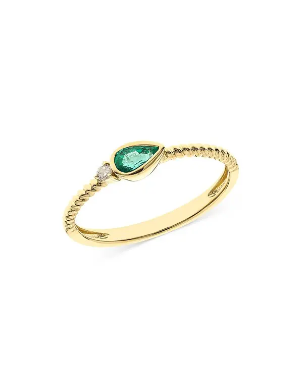 Bloomingdale'S Emerald And Diamond Ring In 14k Yellow Gold - Green/gold