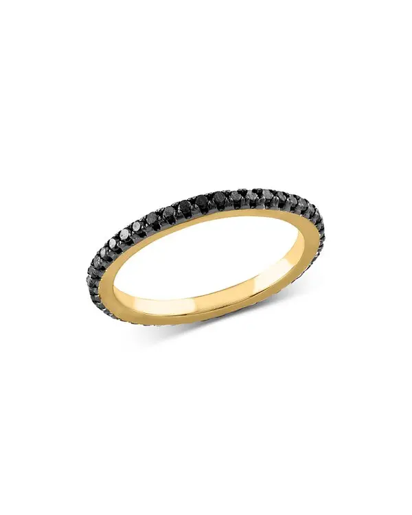Bloomingdale'S Black Diamond And Diamond Eternity Ring In 14k Yellow Gold - Black/gold