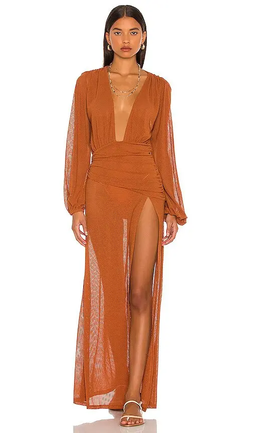 camila coelho brown dress Moroccan Midi Dress