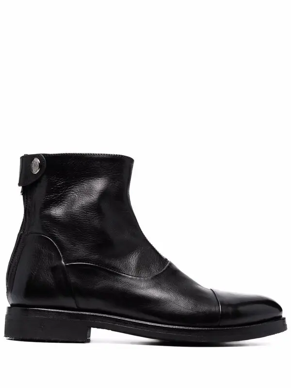 ALBERTO FASCIANI Camil Leather Ankle Boots - Black