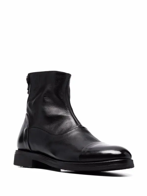 ALBERTO FASCIANI Camil Leather Ankle Boots - Black