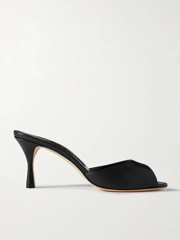 Manolo Blahnik Jada Leather Mules - Black