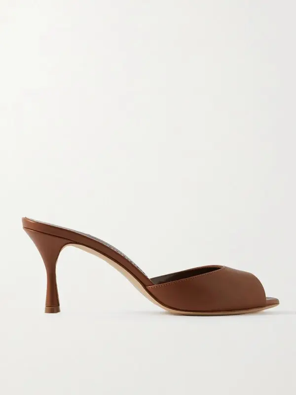 Manolo Blahnik Jada Leather Mules - Brown