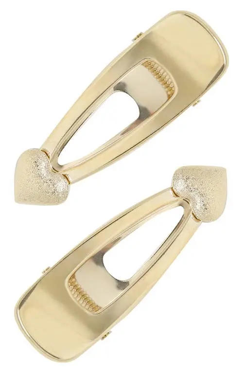 Ettika Set Of 2 Heart Hair Clips - Gold