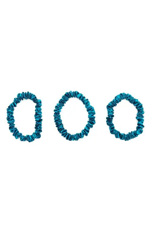 BLISSY 3-pack Skinny Silk Scrunchies - Aqua